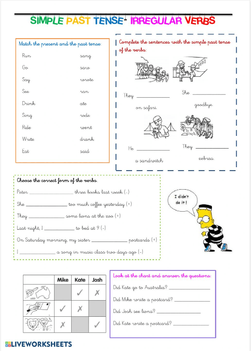 Liveworksheets:Simple Past Tense – Our English Corner's Blog